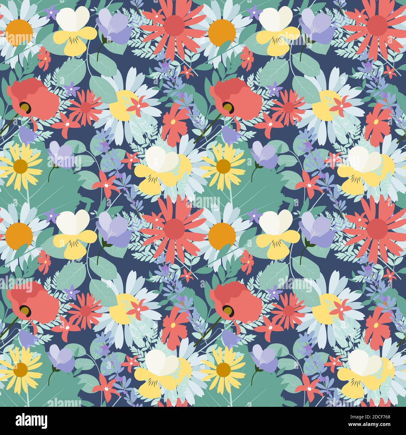 Abstract Natural Spring Seamless Pattern Background with Flowers and ...