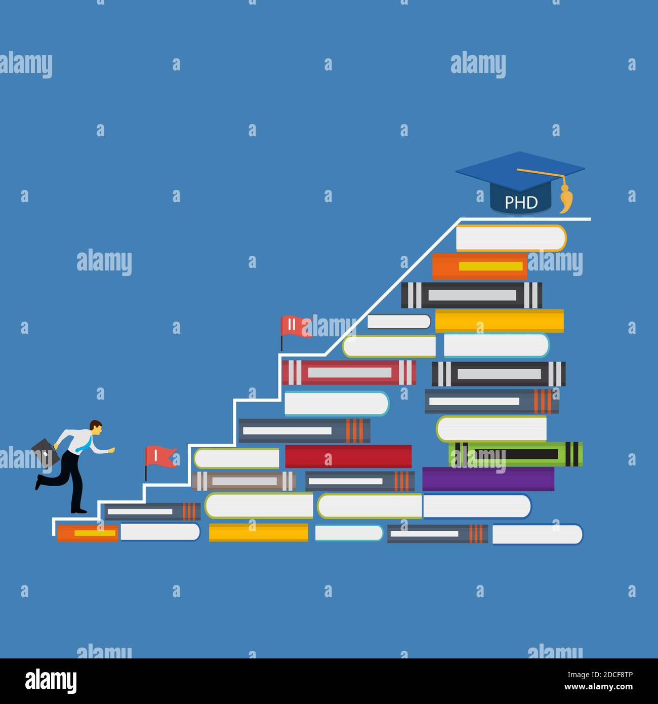 Hard and Long Way to the Doctor of Philosophy Degree PHD Illustration ...