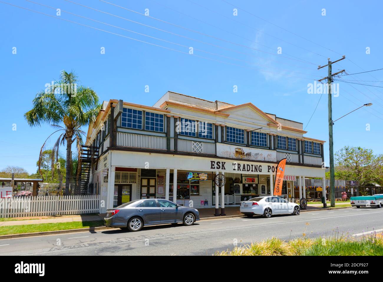 View of Esk Trading Post shop, a charming old wooden building in the ...