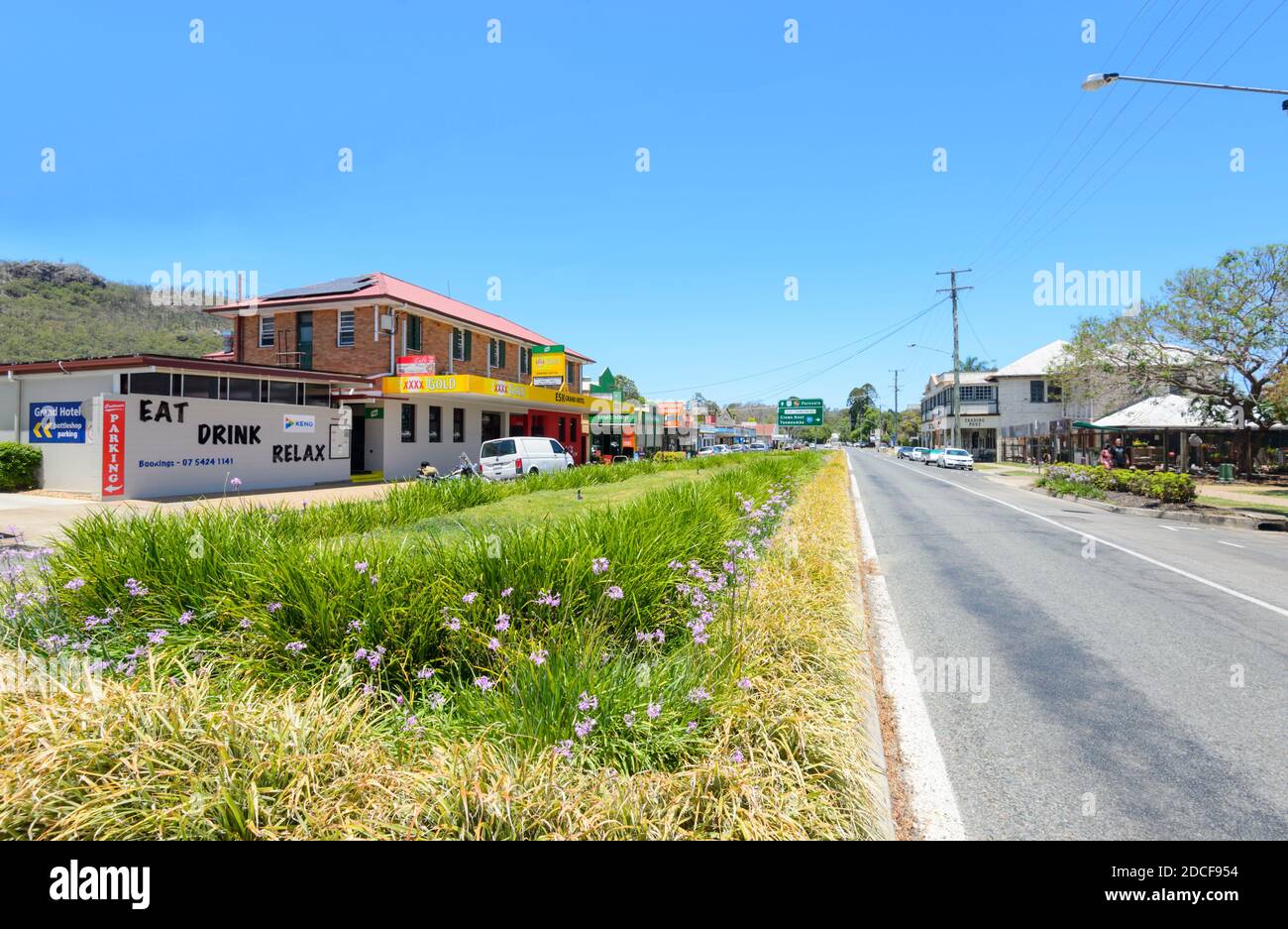 View of Esk main street, a small rural town, South East Queensland, QLD ...