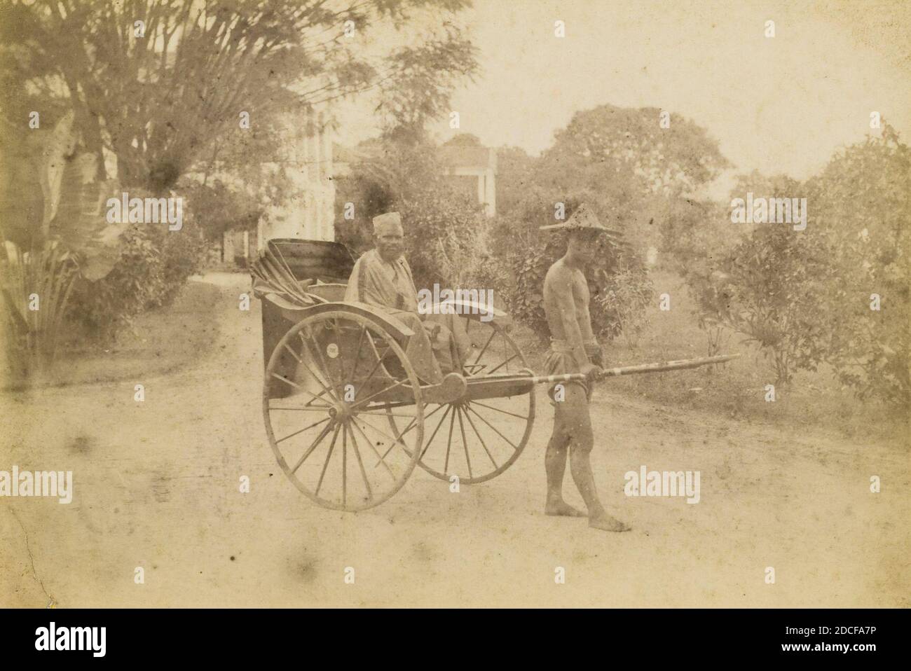 - European man in a rickshaw, possibly in Singapore - circa 1890 Stock ...