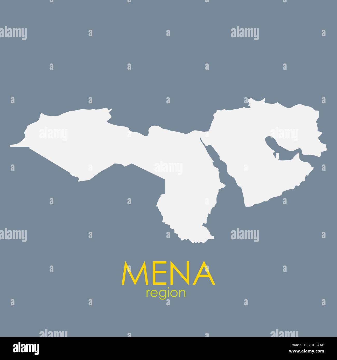 Mena Region Map on Gray Background. Illustration Stock Photo - Alamy