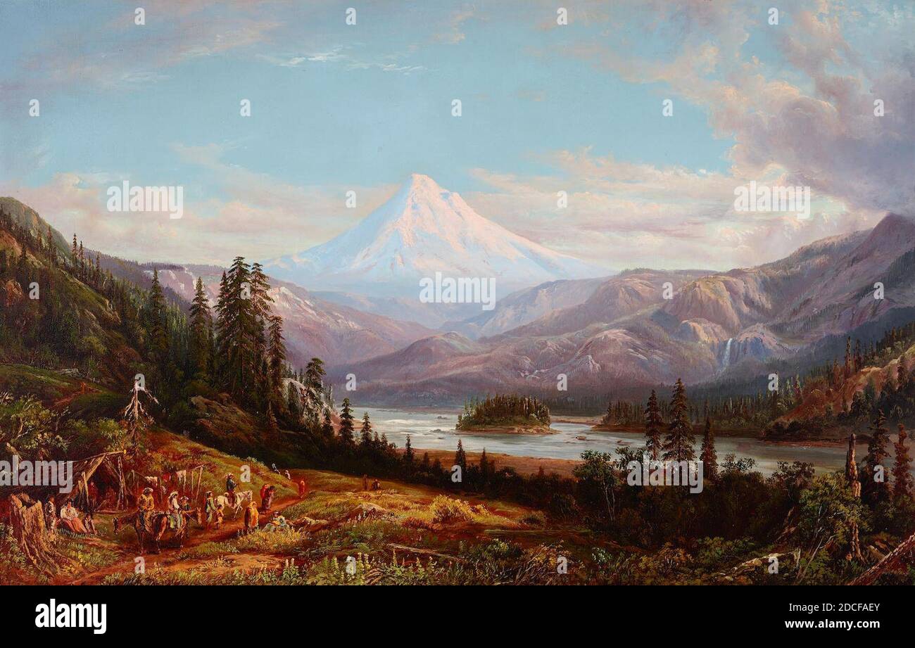 Mount Hood, Little Sandy River by William Keith Stock Photo - Alamy