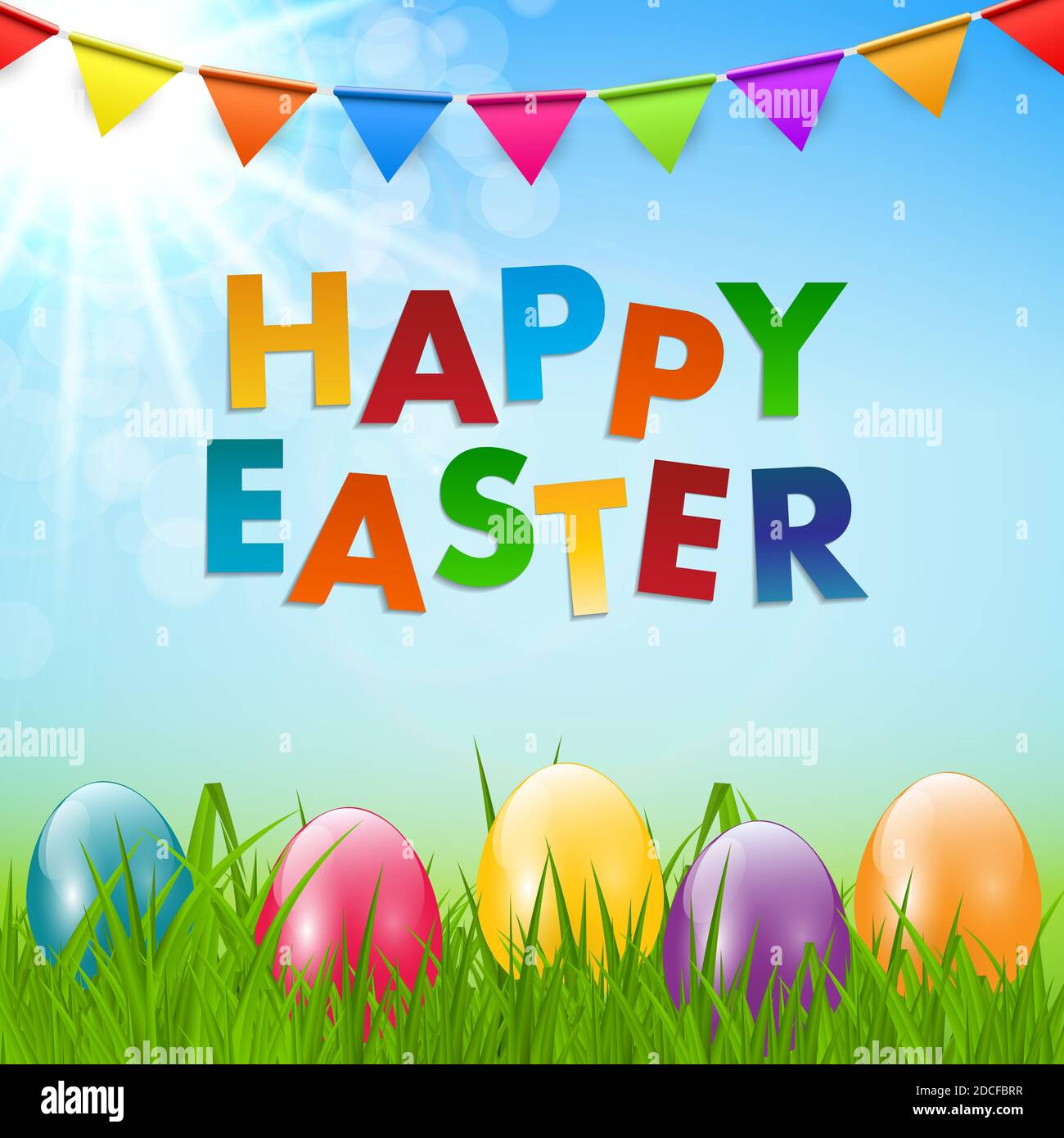 Spring Natural Happy Easter Background Illustration Stock Photo - Alamy