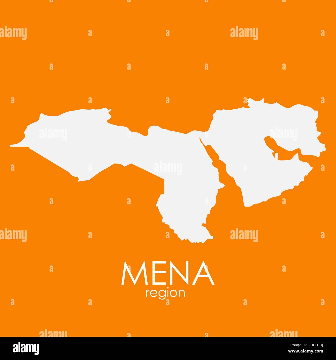 Mena Region Map on Orange Background. Illustration Stock Photo - Alamy