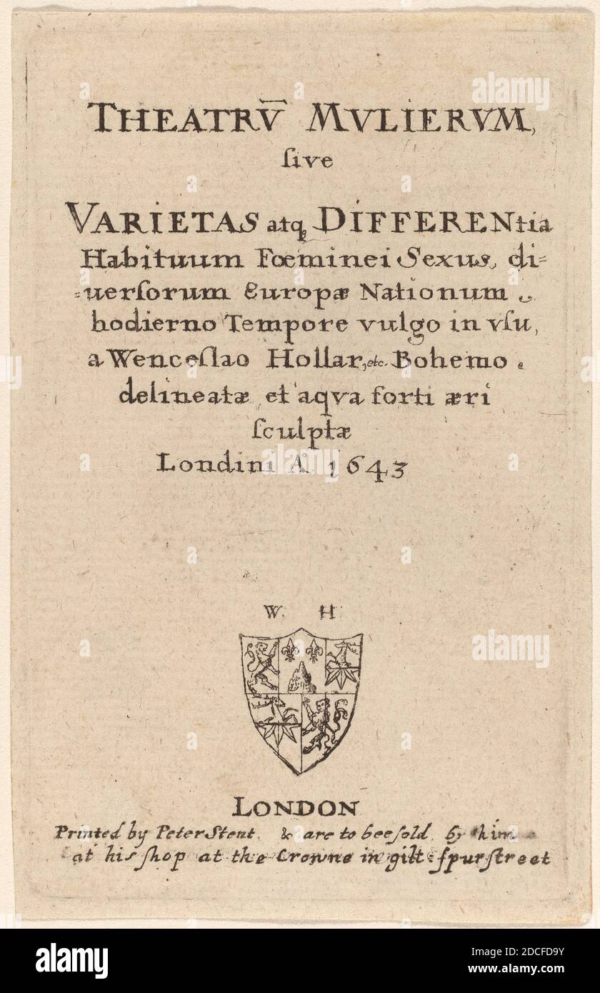 Wenceslaus Hollar, (artist), Bohemian, 1607 - 1677, Theatrum mulierum ...