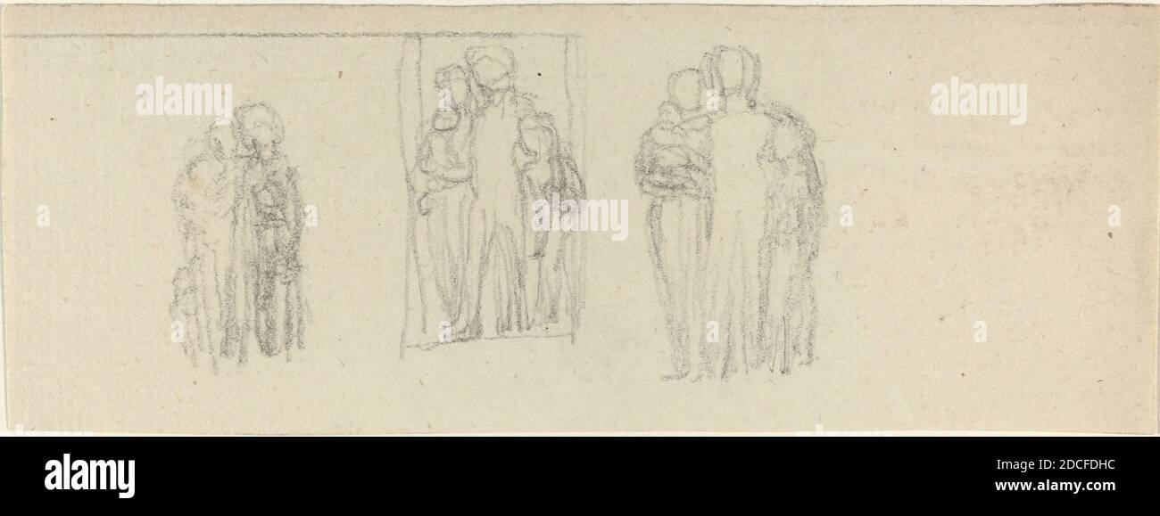 John Flaxman, (artist), British, 1755 - 1826, Three Groups of Figures ...