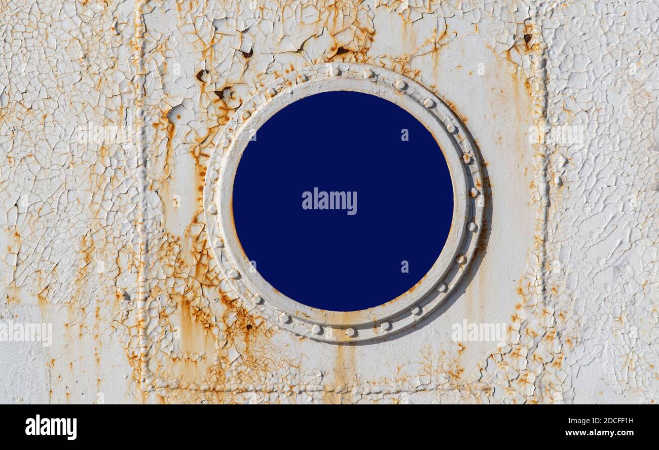 porthole on an old ship. window frame on a steamer. layout for ...