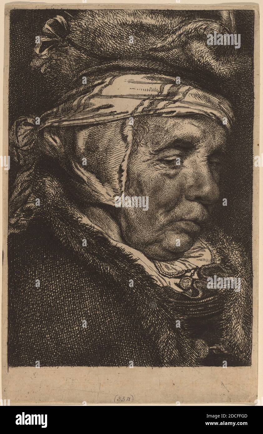 Cornelis Visscher, (artist), Dutch, 1629 - 1662, Head of an Old Woman ...