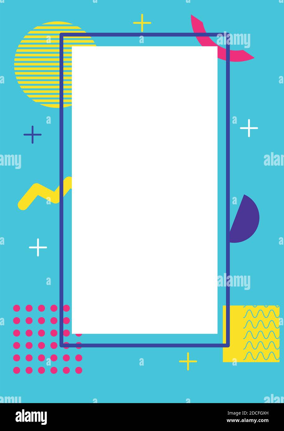 light blue color memphis style background with rectangle vector ...