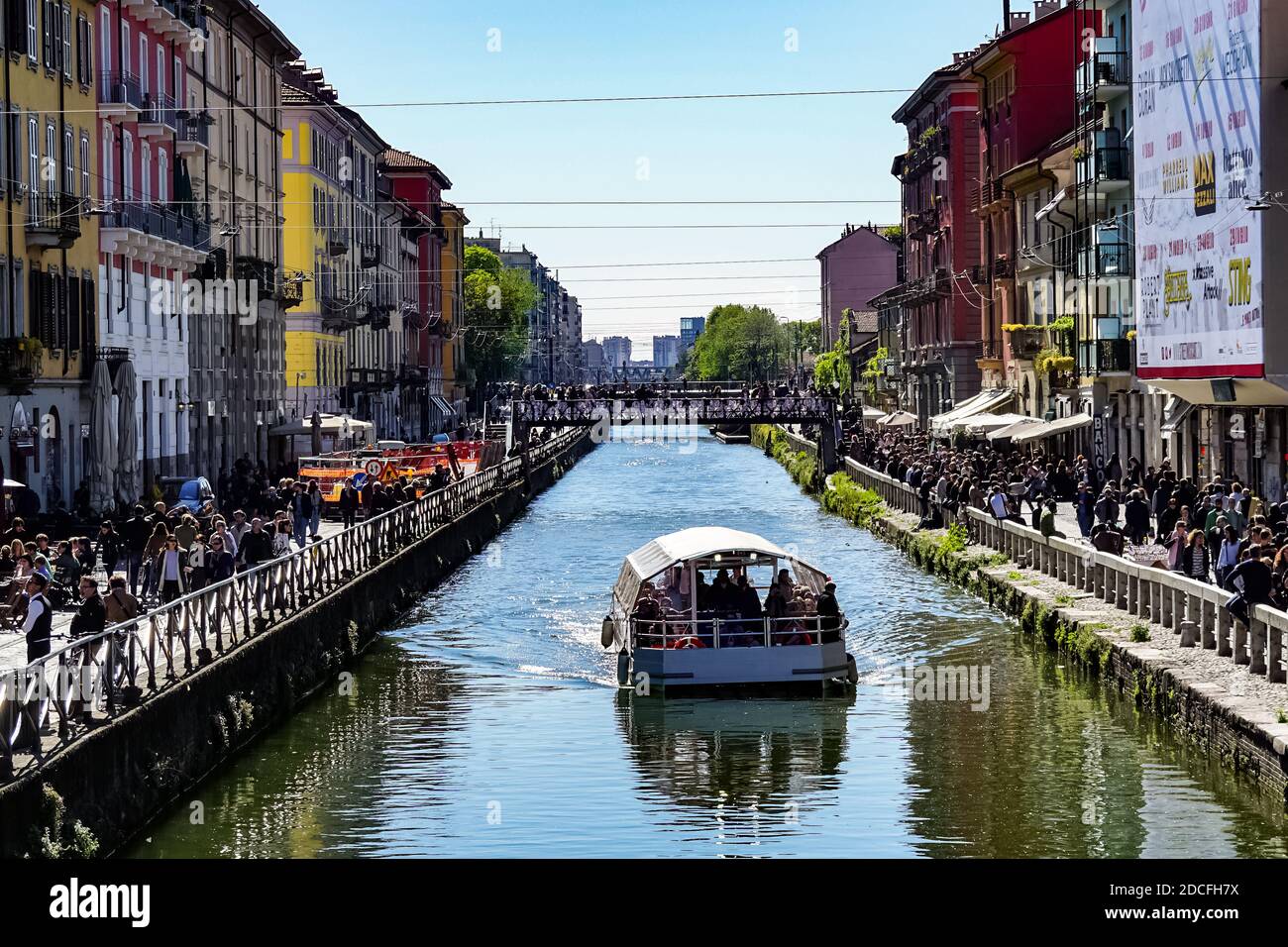 Milan, Navigli district of interconnected canals in Milan, Italy Stock ...