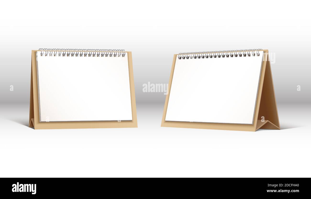 Vector set of two spiral table calendars. Isolated on gray background ...