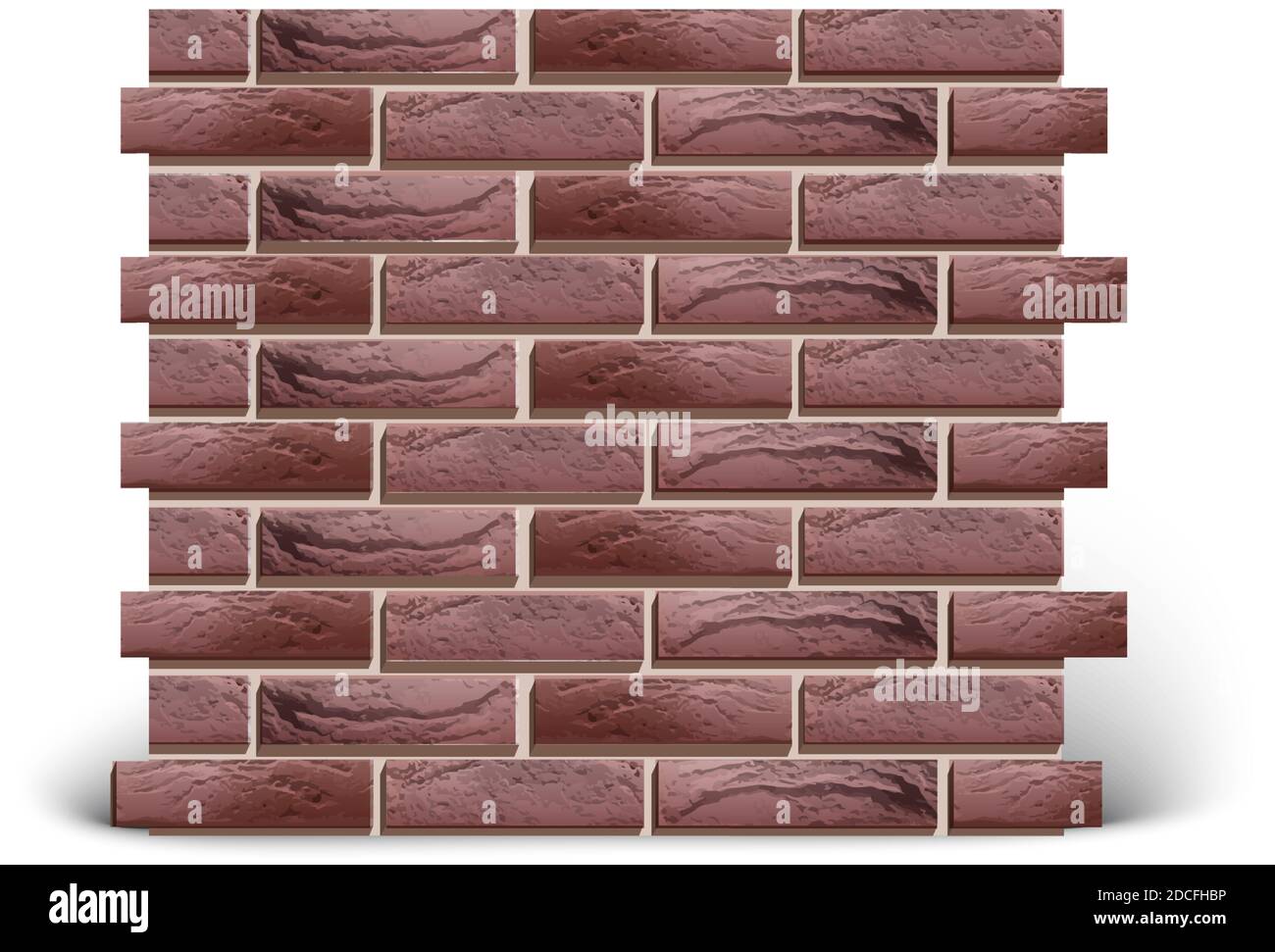 3d realistic vector red bricks wall, isolated on white background Stock ...