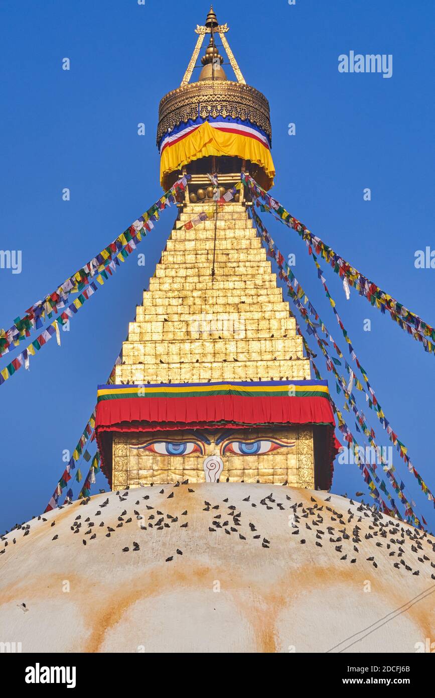 The big stupa of Bodhnath (Baudha), Kathmandu, Nepal, a major ...