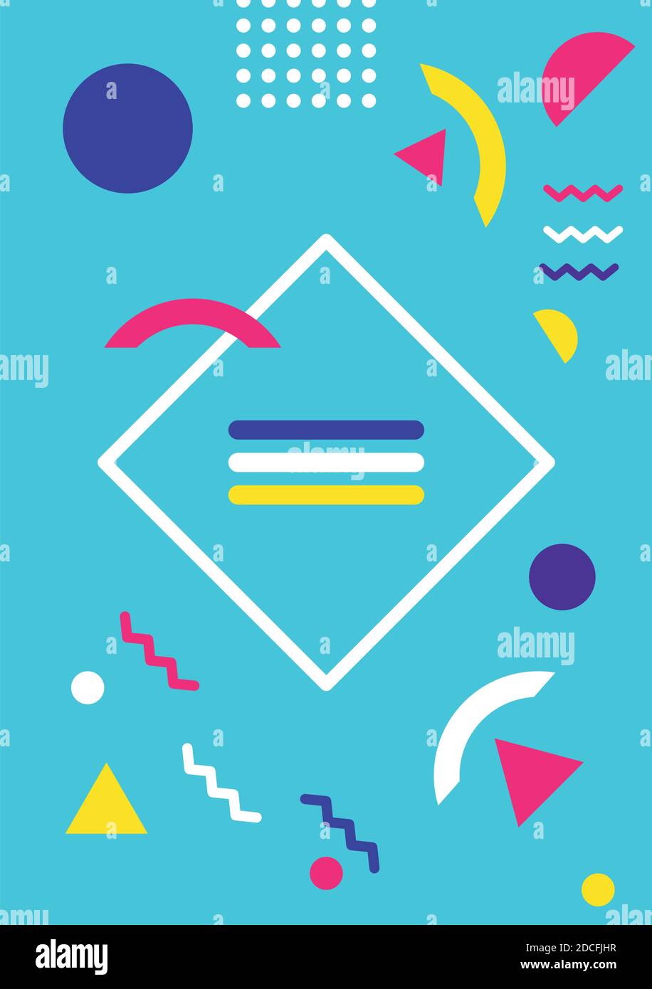 light blue color memphis style background with diamond vector ...