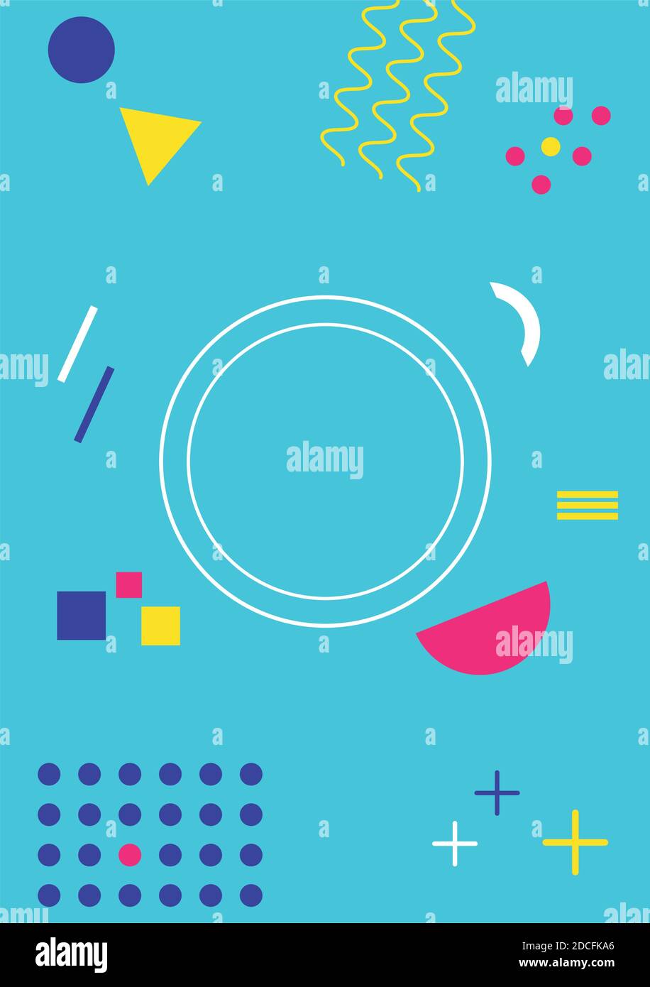 light blue color memphis style background with circle figures vector ...