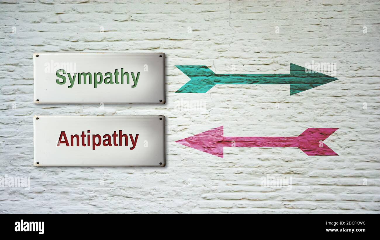 Street Sign the Direction Way to Sympathy versus Antipathy Stock Photo ...