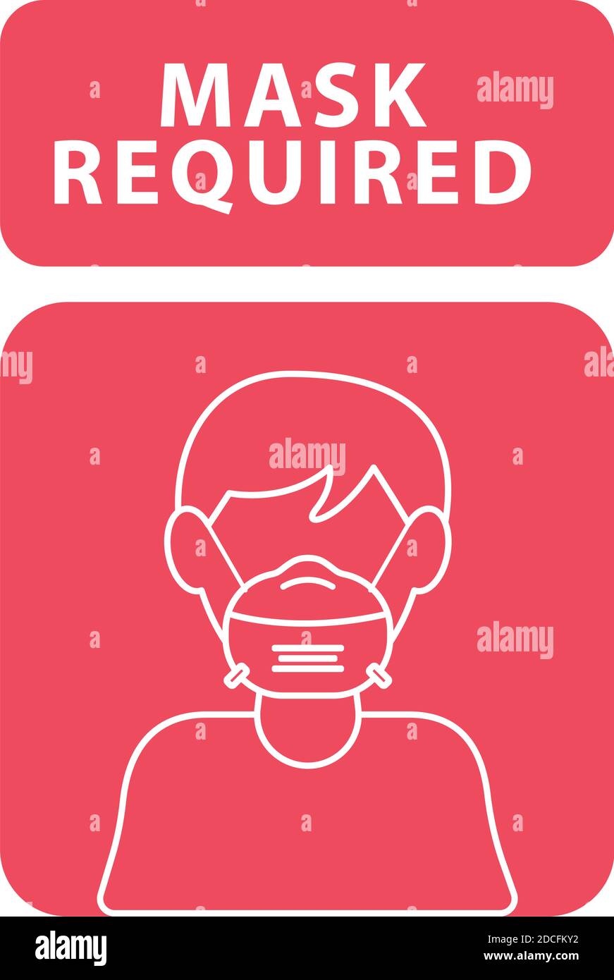 mask required red advertise label with man wearing mask vector ...