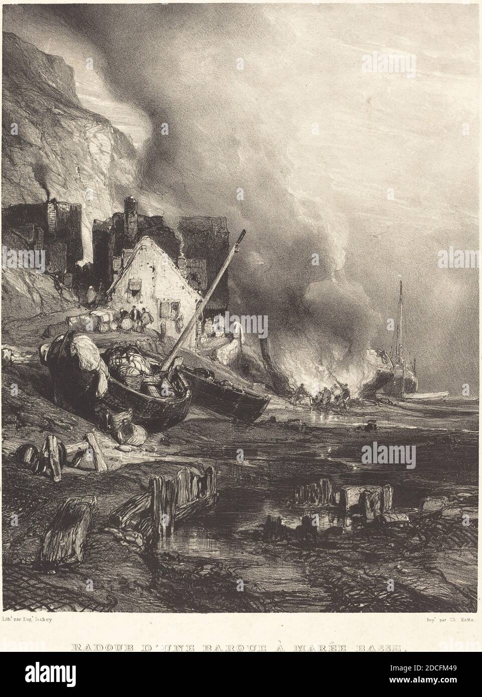 Eugène Isabey, (artist), French, 1803 - 1886, Radoub d'une barque à ...