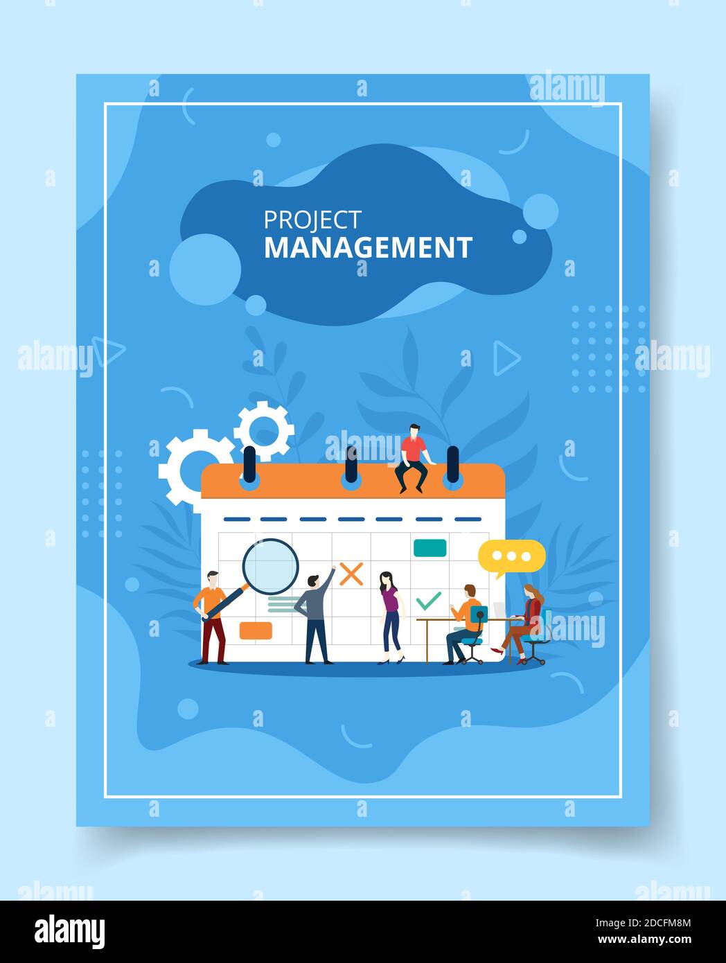 project management people standing sitting on calendar for template of ...