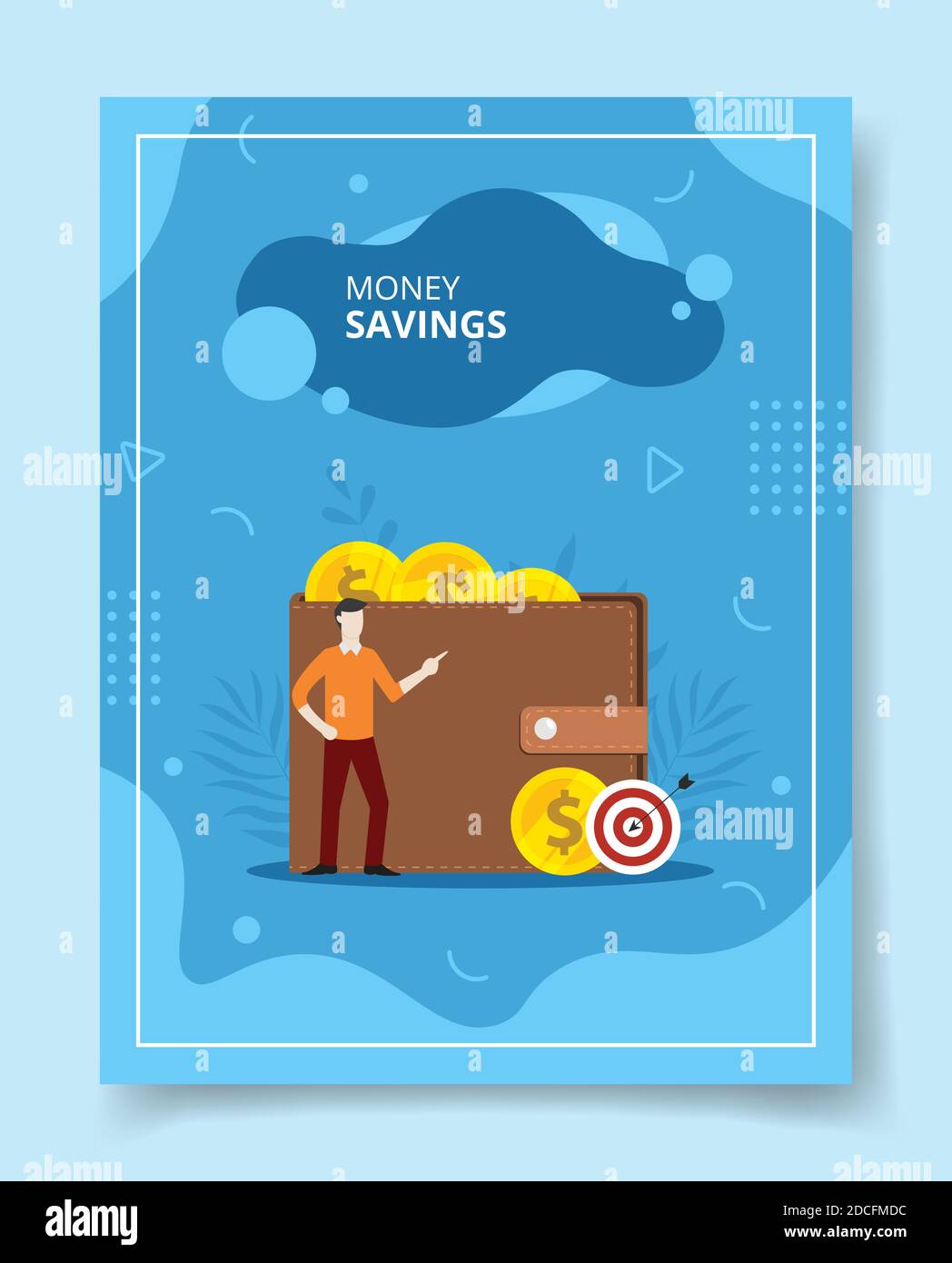 money savings men standing front wallet coin arrow target board for ...