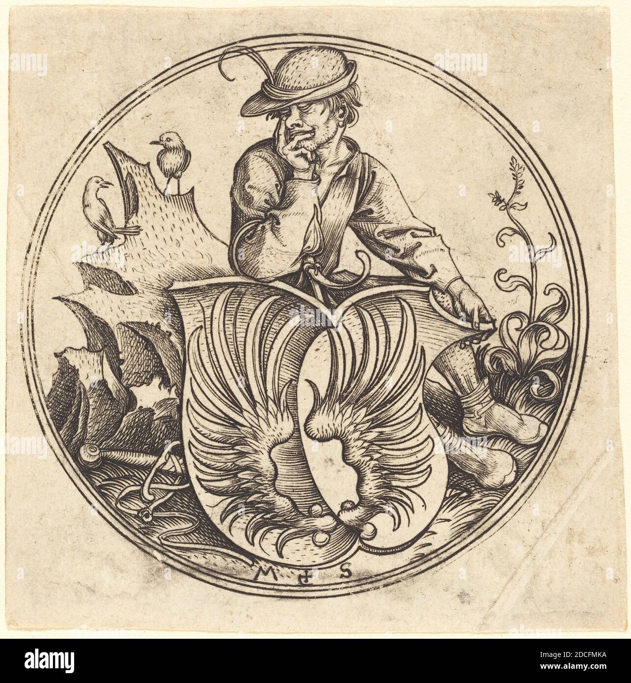 Martin Schongauer, (artist), German, c. 1450 - 1491, Shield with Wings ...