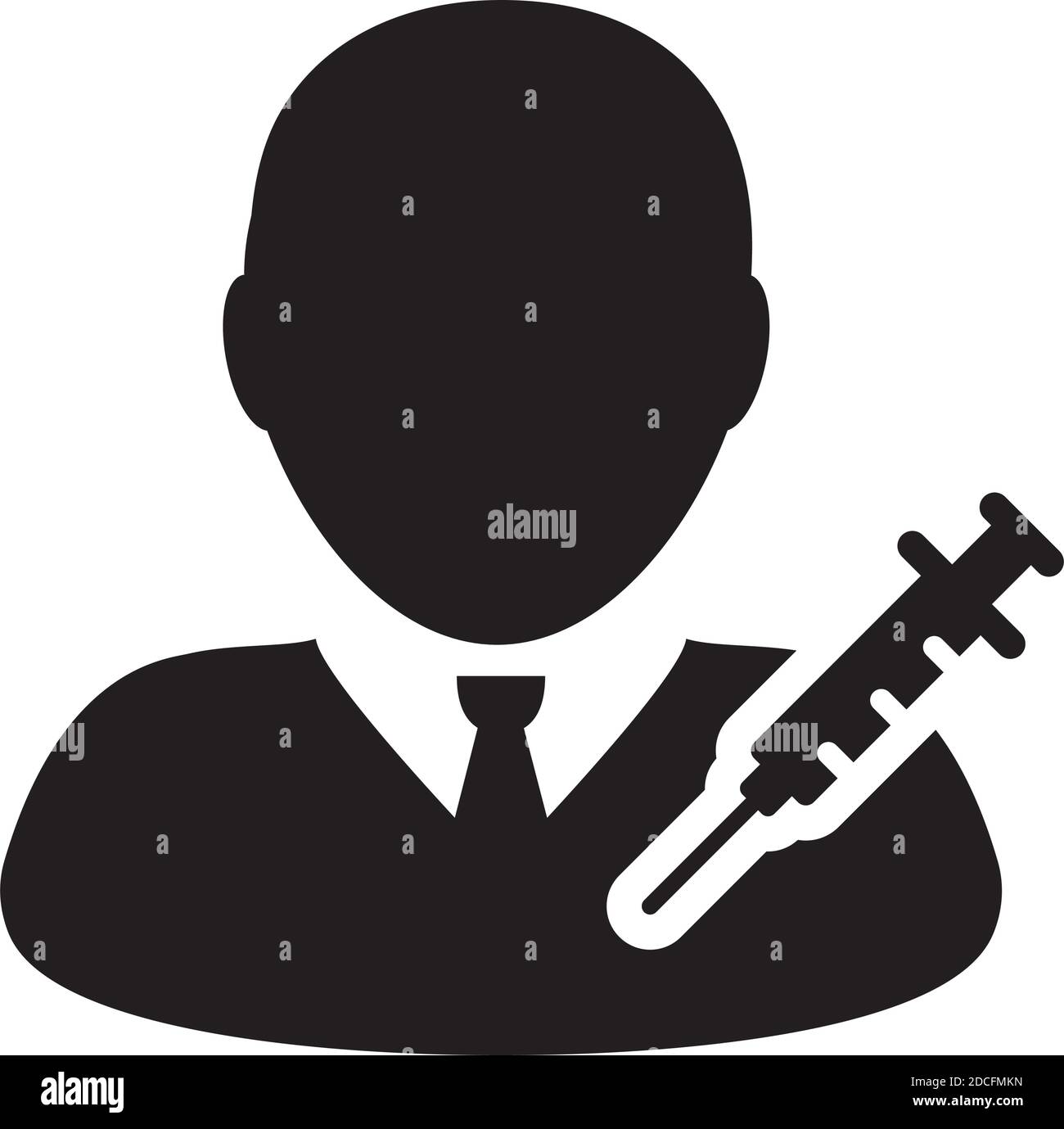 Immunization icon vector with vaccine syringe male user person profile ...