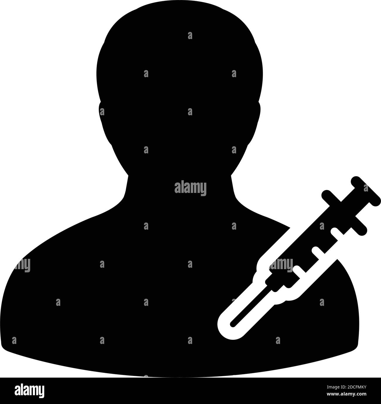 Pharma industry icon vector with vaccine syringe male user person ...