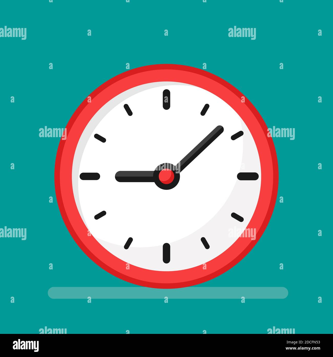 red and white clock. Flat icon isolated on powder blue. Time pictogram ...