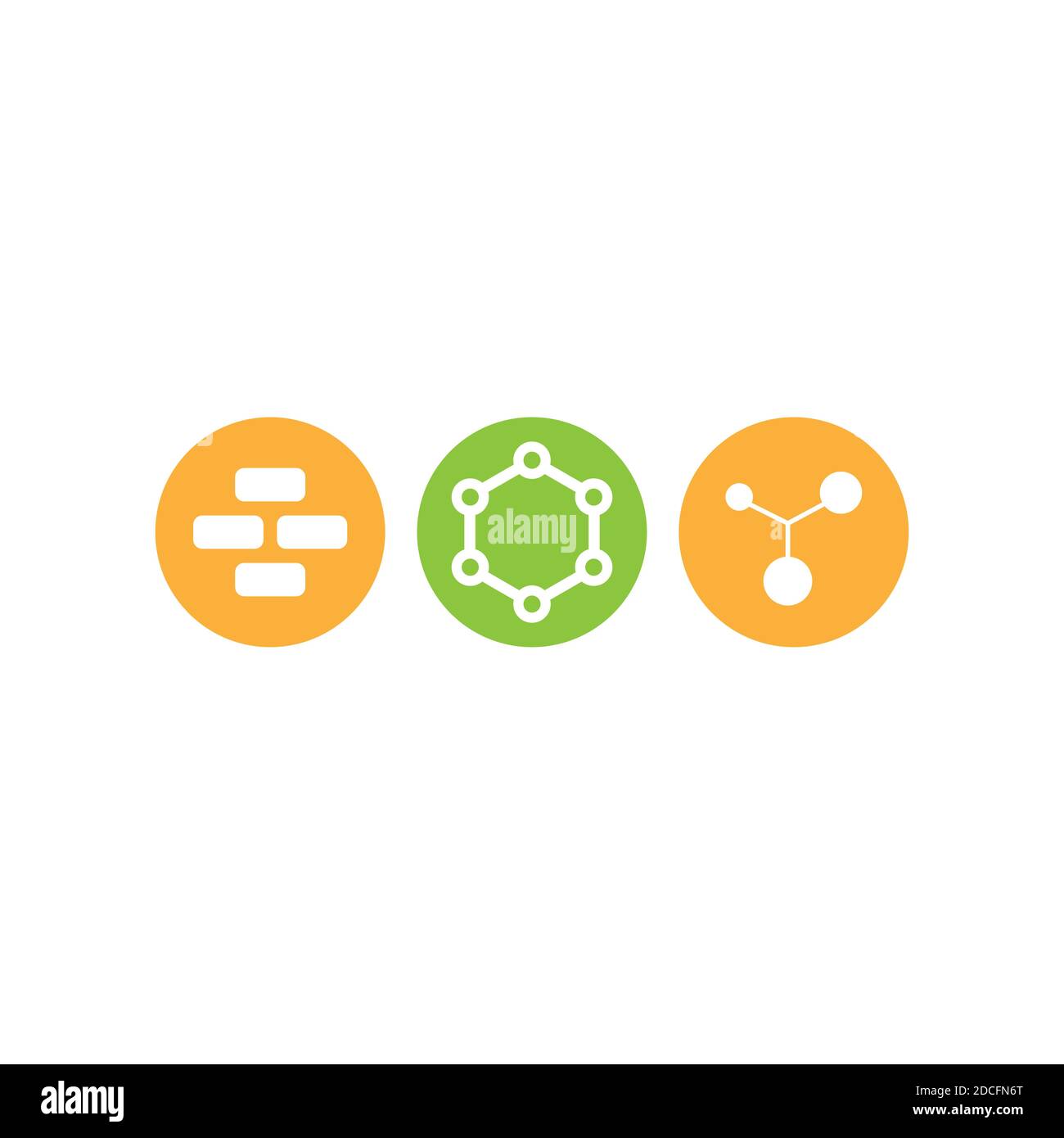 Protein, carbohydrates and fat simple icons in circles. molecule sign ...