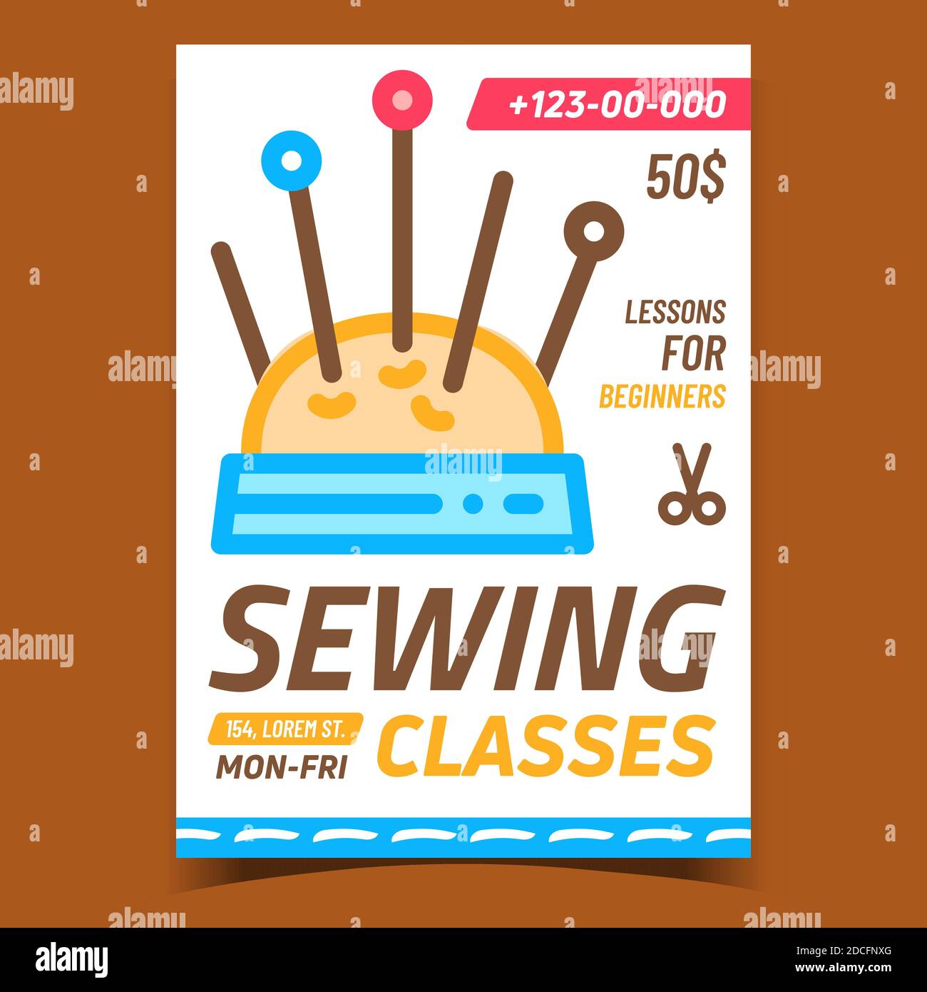 Sewing Classes Creative Promotion Poster Vector Stock Vector Image ...