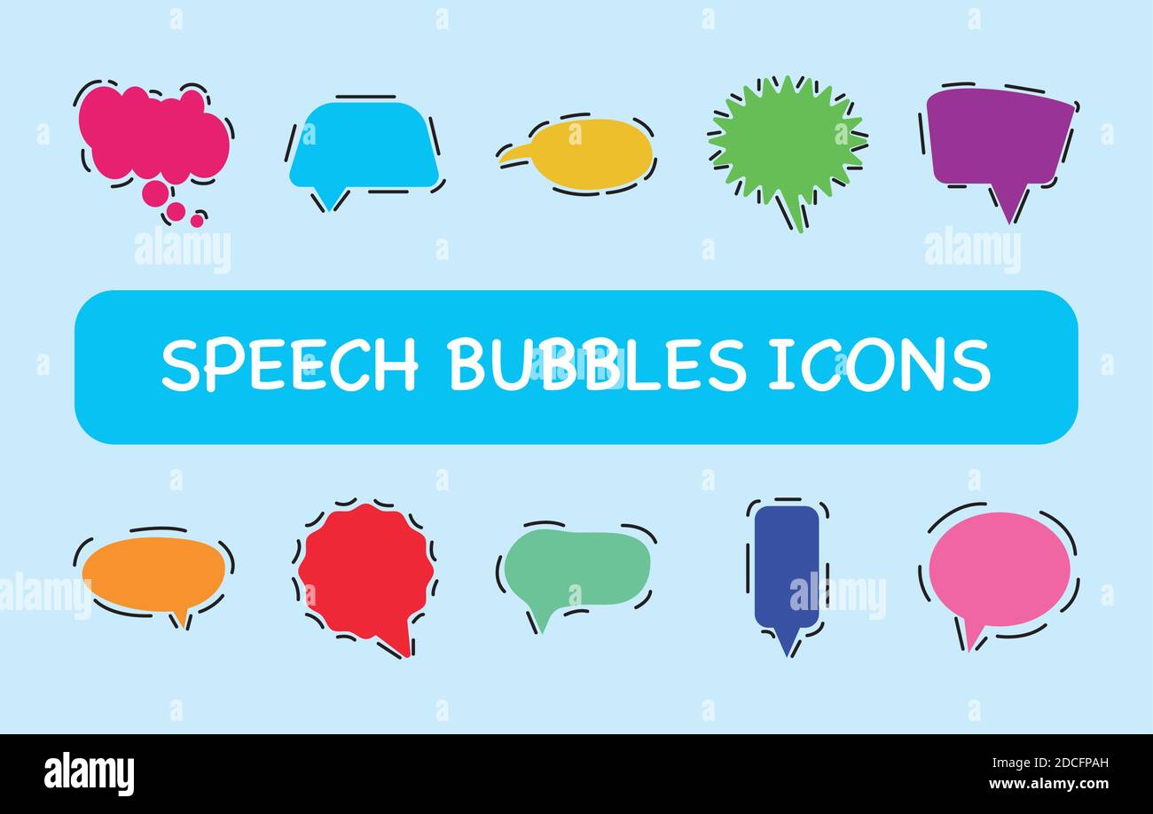 bundle of ten speech bubbles colorful vector illustration design Stock ...