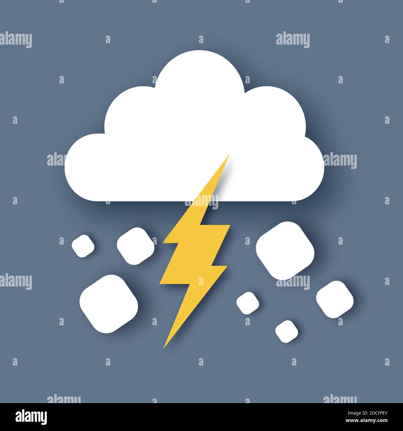 Hail storm. Rain Clouds and Lightening Bolt. Paper cut weather. Storm ...