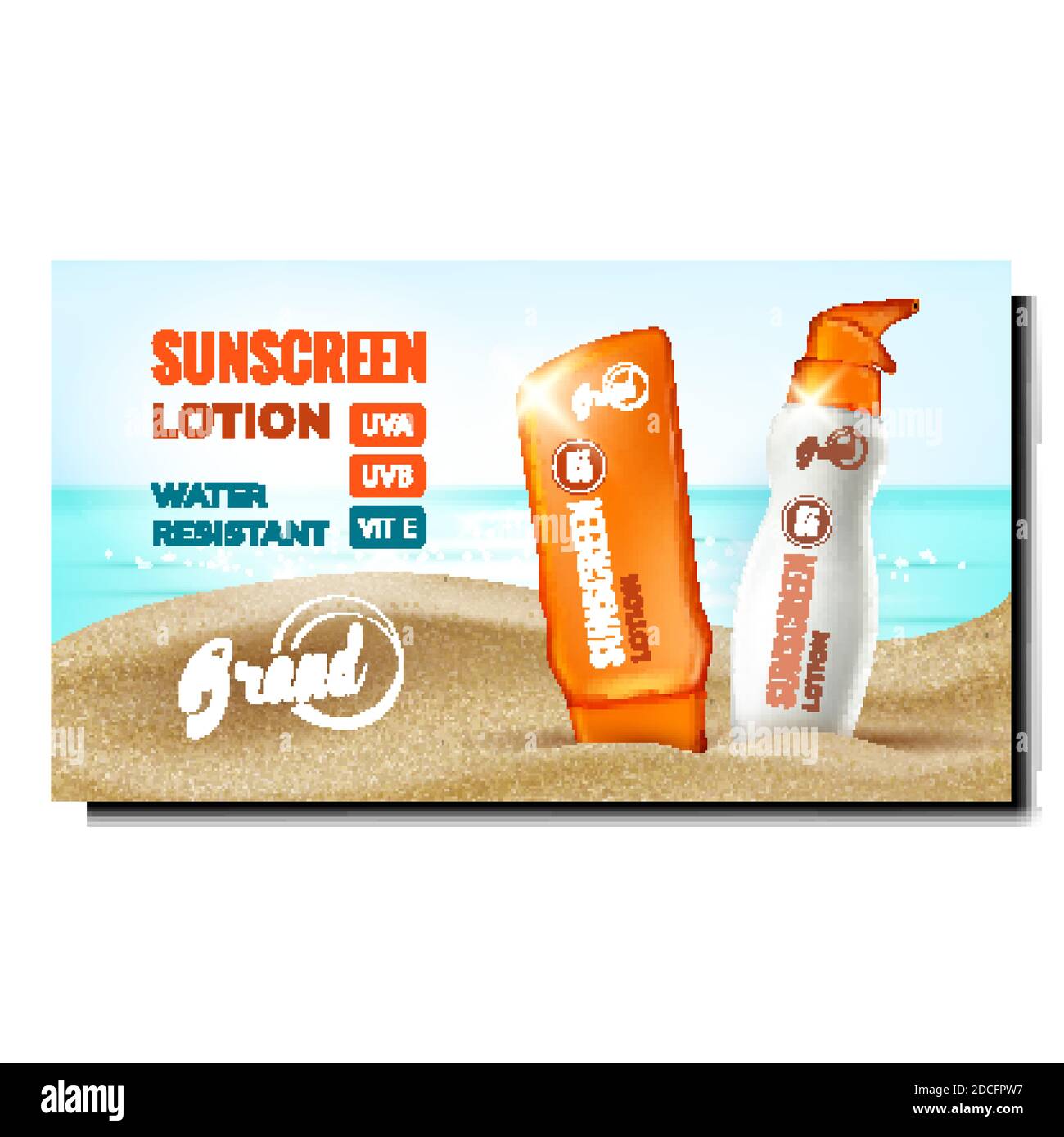 Sunscreen Lotion Creative Promotion Poster Vector Stock Vector Image ...