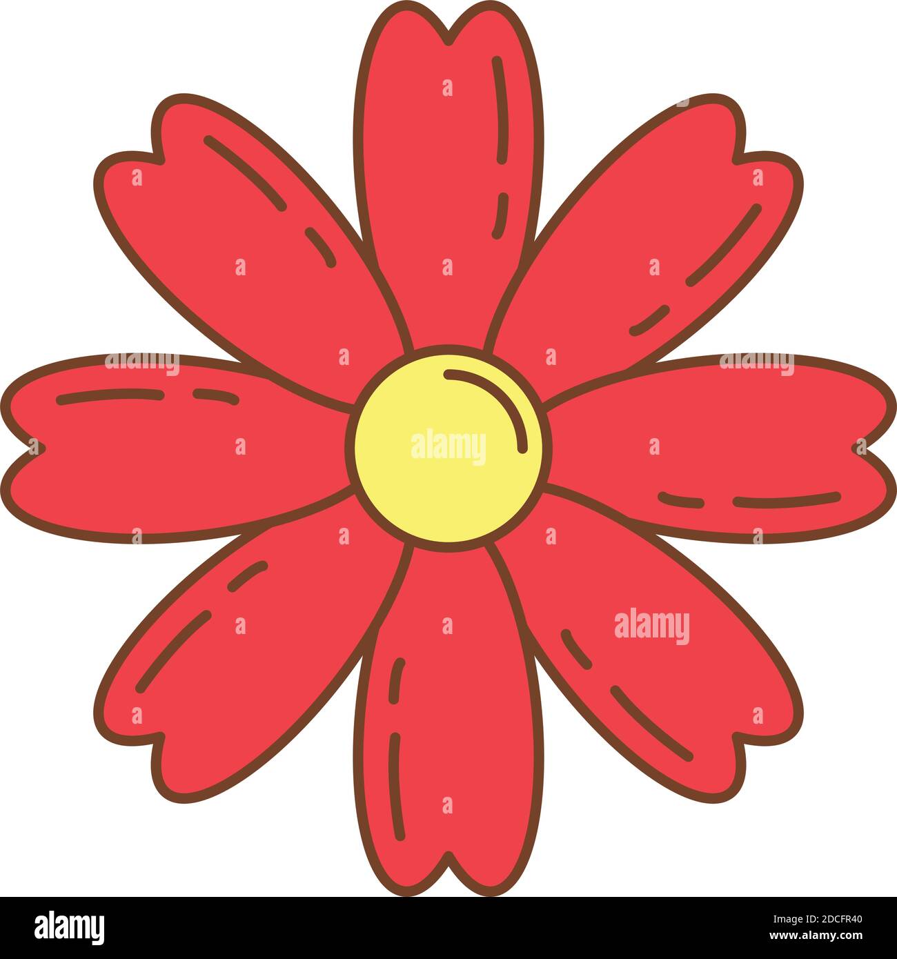 cute red flower fill style icon vector illustration design Stock Vector ...