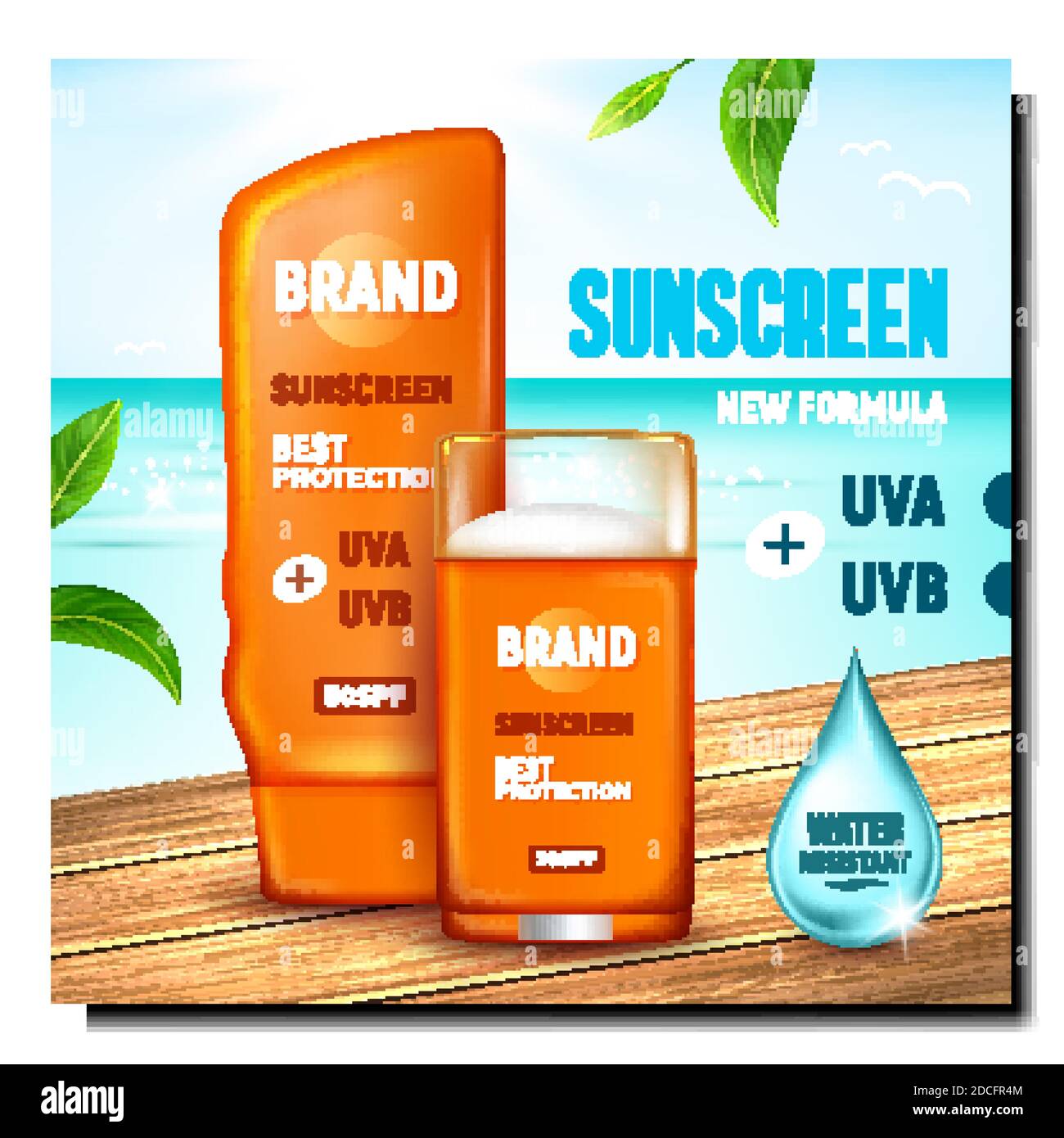 Sunscreen Protection Cream Promotion Banner Vector Stock Vector Image ...