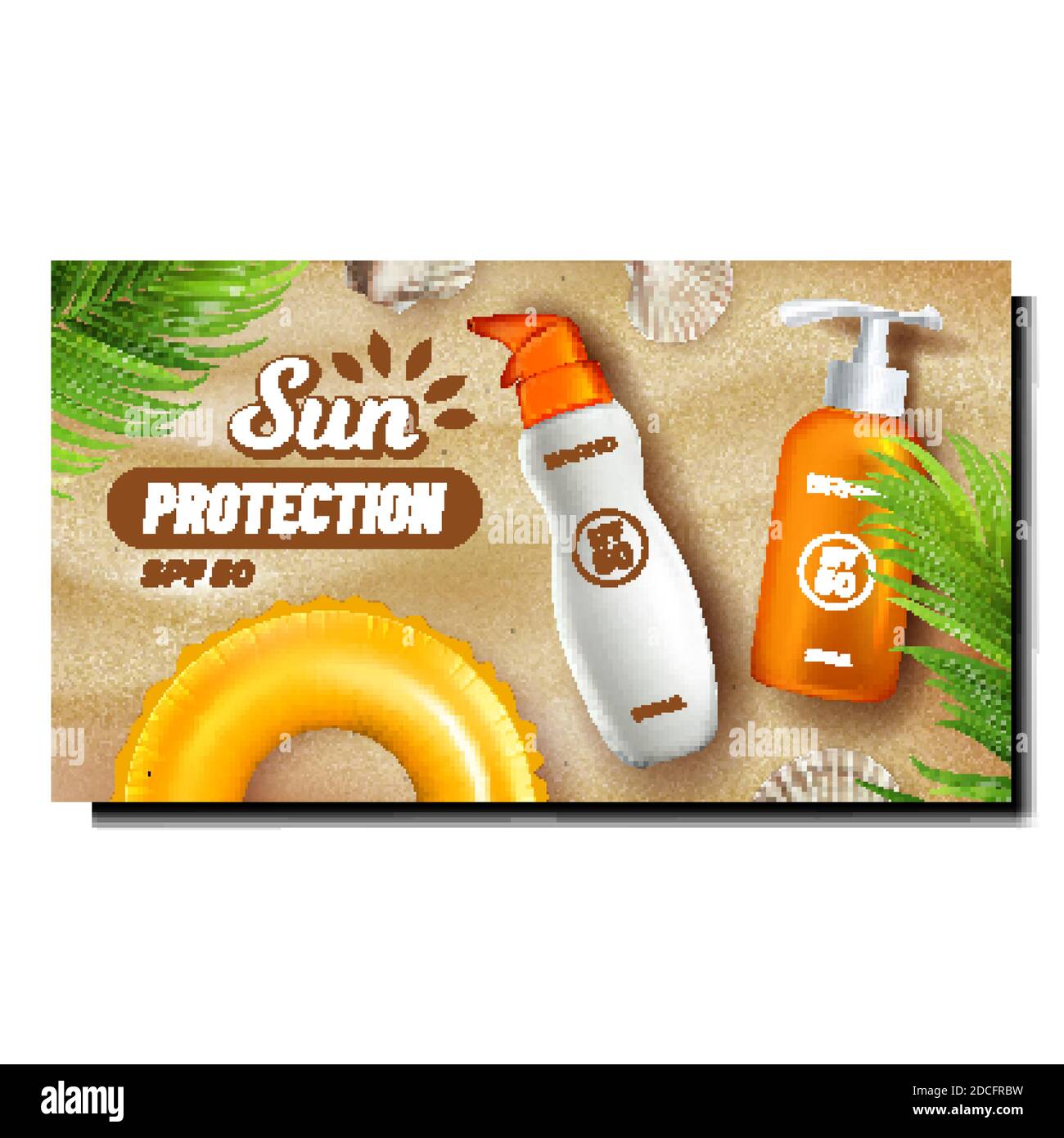 Sun Protection Cream Creative Promo Poster Vector Stock Vector Image ...