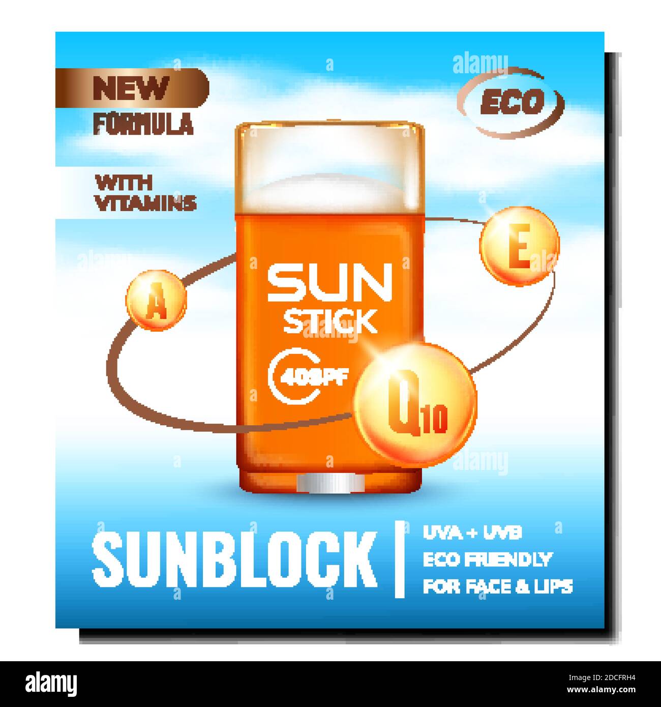 Sunblock Sun Stick Creative Promo Poster Vector Stock Vector Image ...
