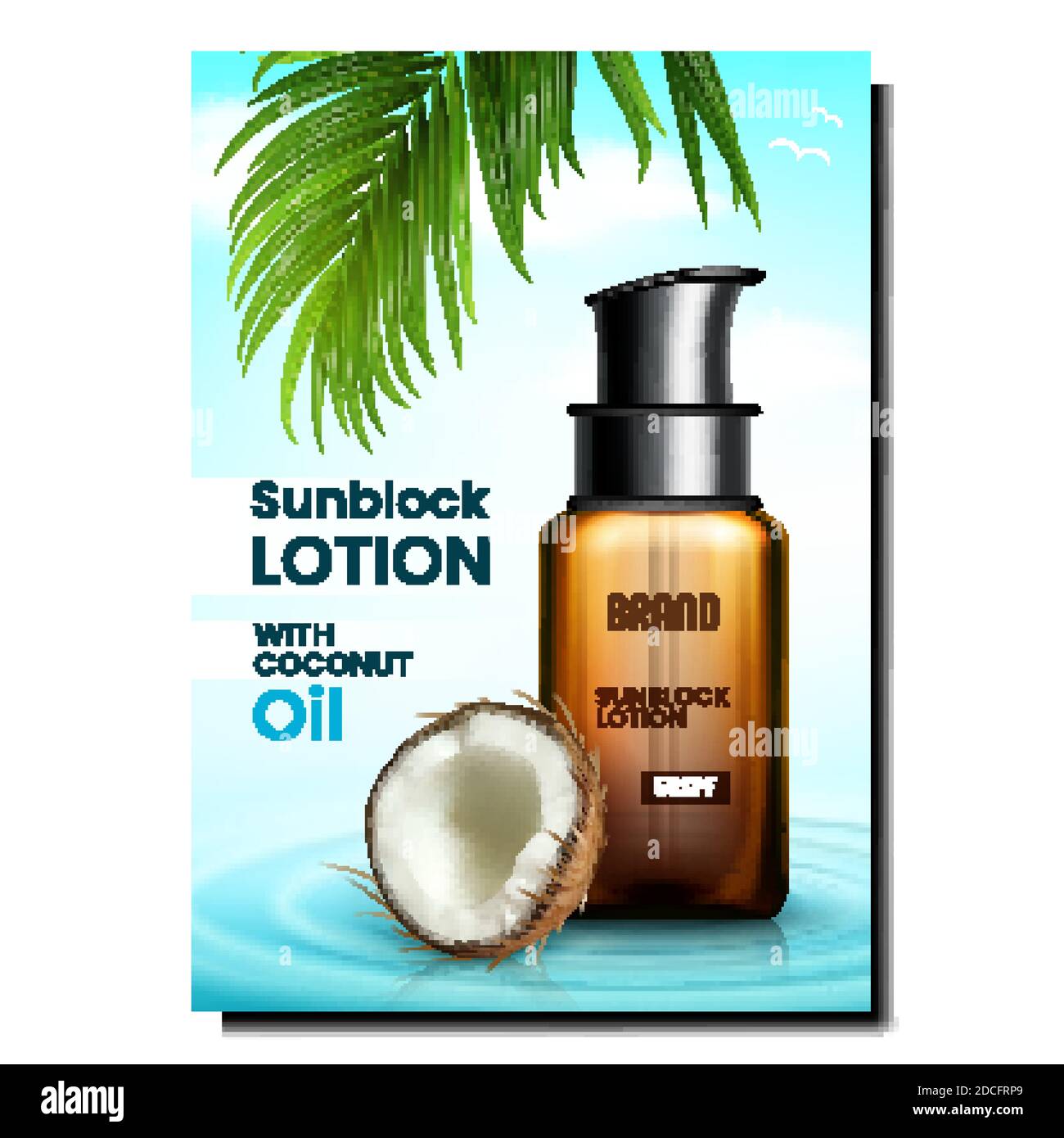 Sunblock Lotion Creative Promotional Banner Vector Stock Vector Image ...