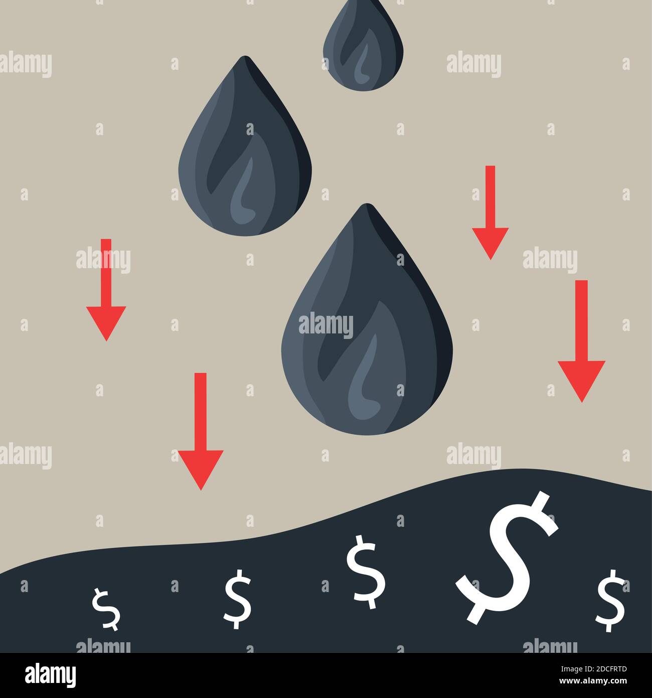 oil price graphic with drops and arrows down vector illustration design ...