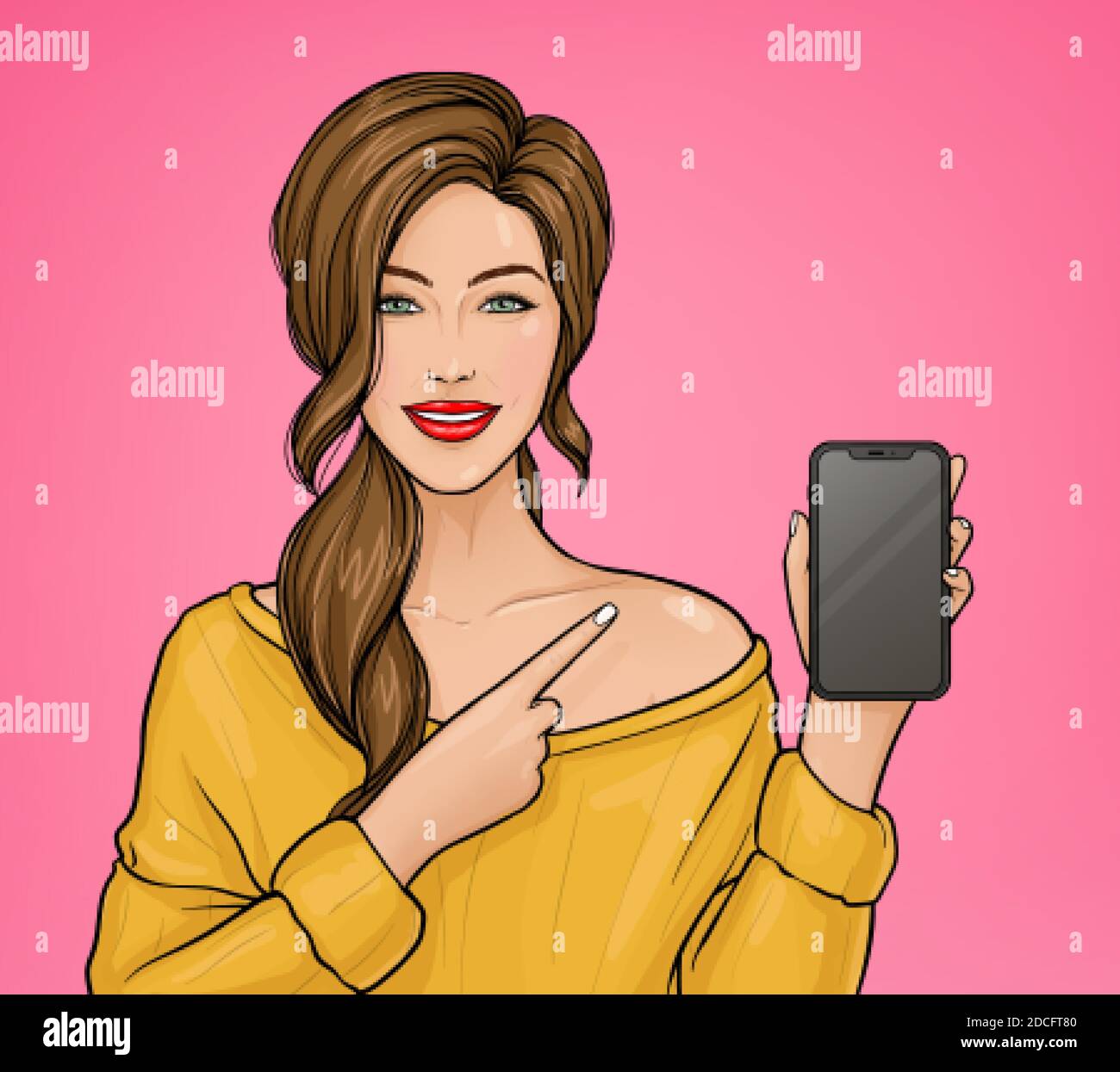 Smiling woman in call Stock Vector Images - Alamy