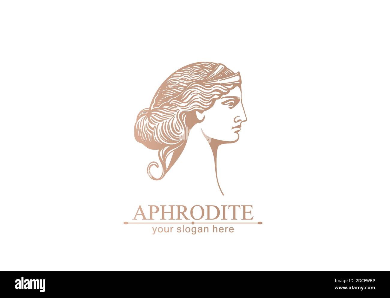 Aphrodite or Venus. Woman face logo. Emblem for a beauty or yoga salon ...