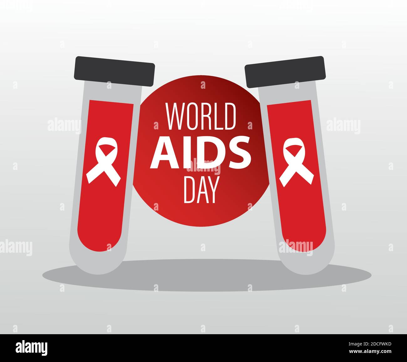 world AIDS day lettering with red ribbons in tubes test vector ...