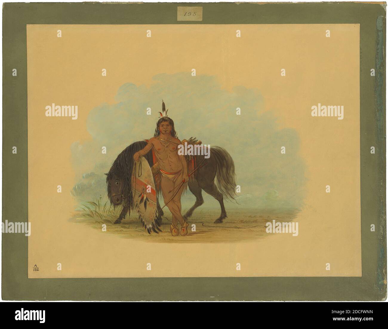 George Catlin, (artist), American, 1796 - 1872, A Cheyenne Warrior ...