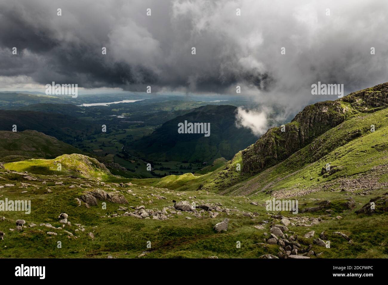 Harrison Stickle; Looking Towards Windermere; Lake District; UK Stock ...