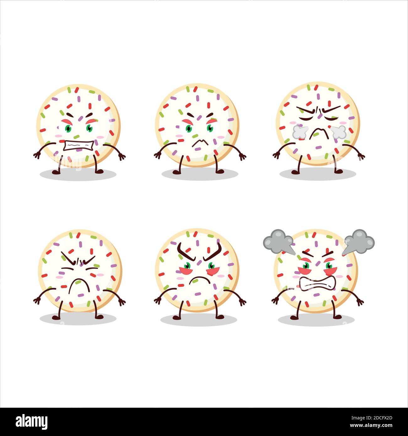 Sugar cookies cartoon character with various angry expressions. Vector ...