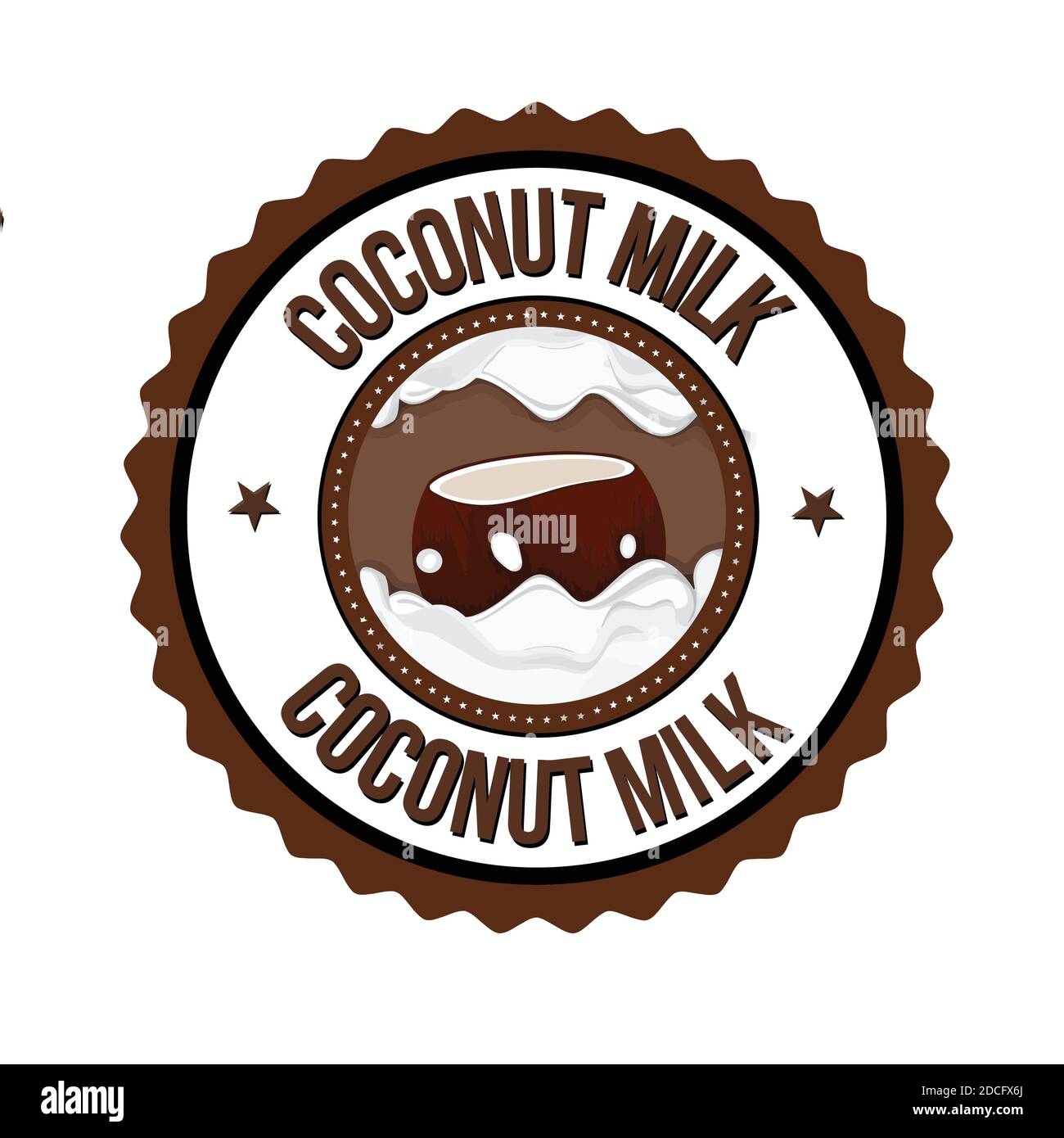 Coconut milk label or sticker on white background, vector illustration ...