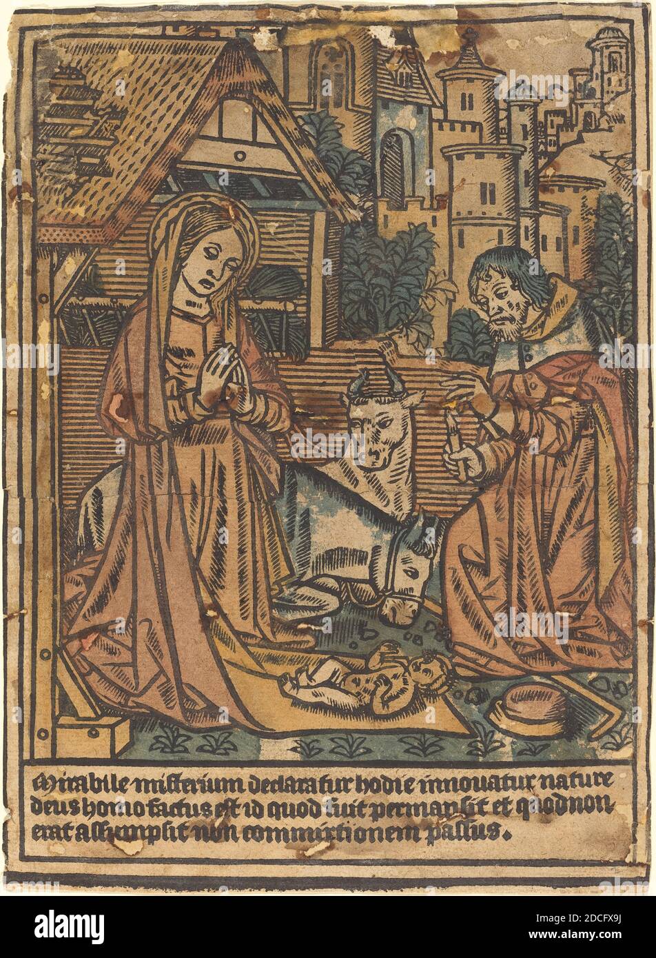French 15th Century, (artist), The Nativity, 1490/1500, woodcut, hand ...