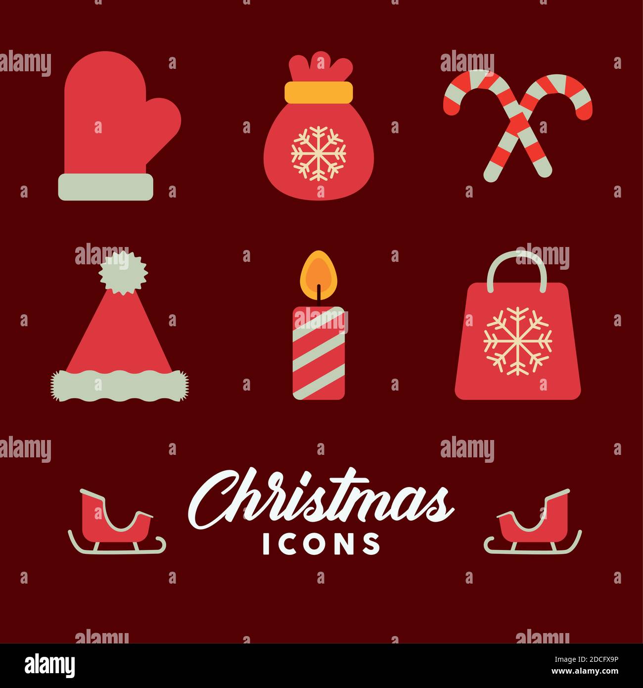 lettering and bundle of merry christmas flat style icons vector ...