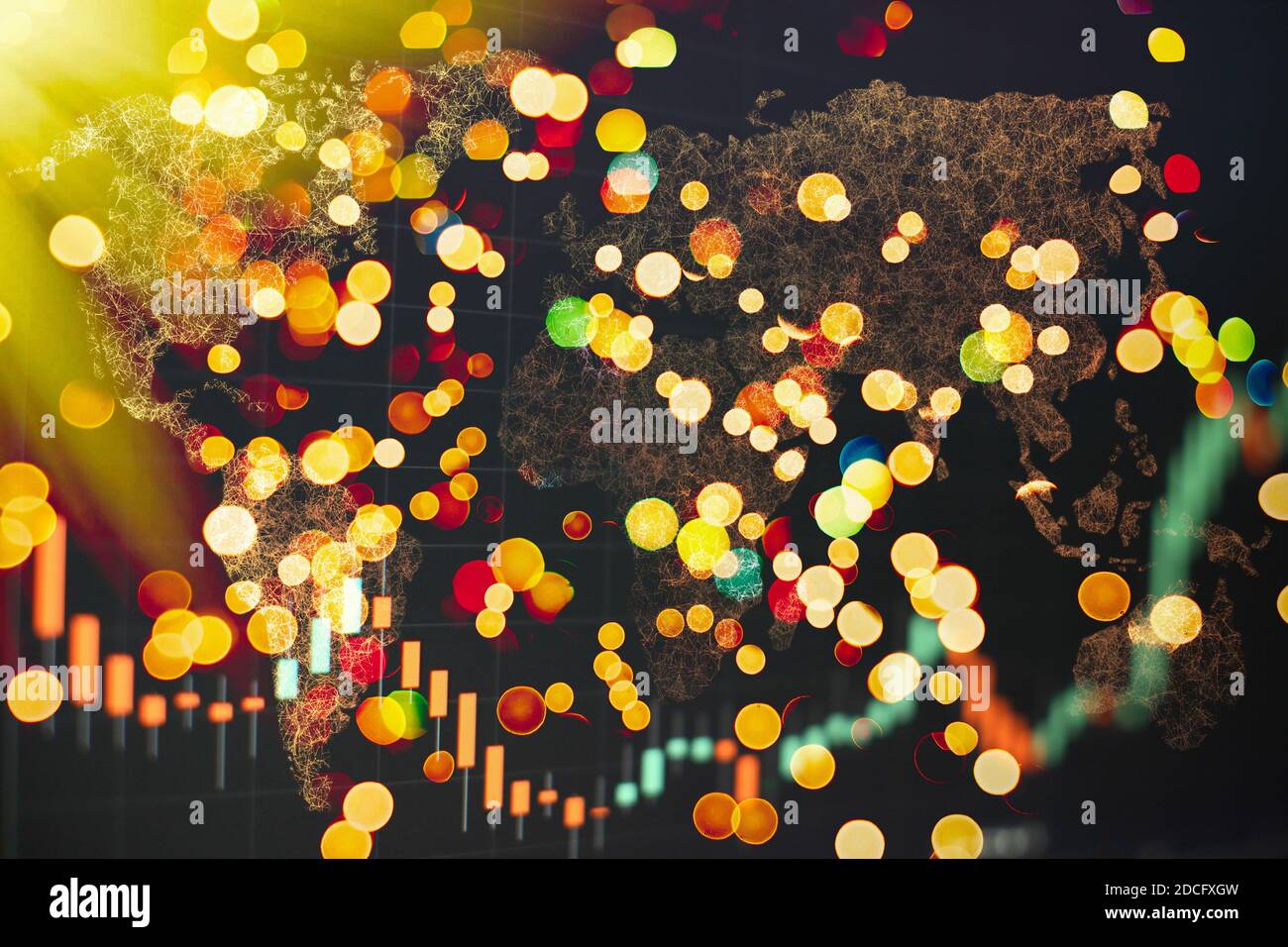 Display of quotes pricing graph visualization. Stock market graph and ...